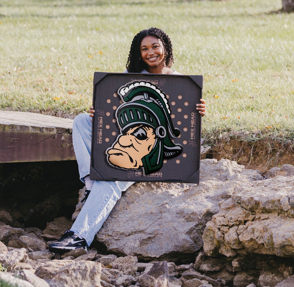 Michigan State Spartans Vintage Metal Wall Art – Hex Head Art