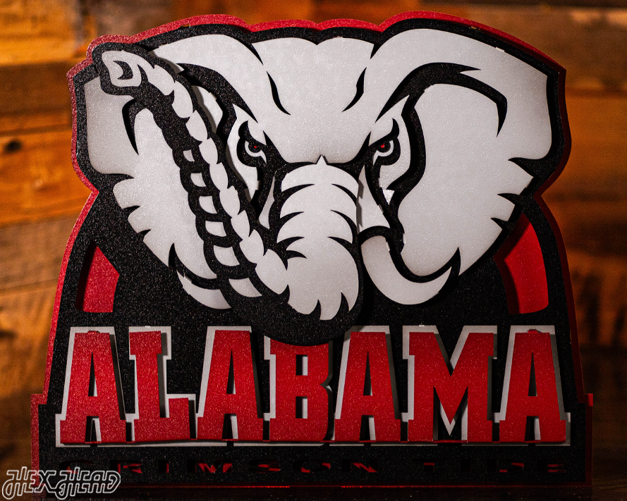 University of Alabama "Big Al" 3D Vintage Metal Artwork – Hex Head Art