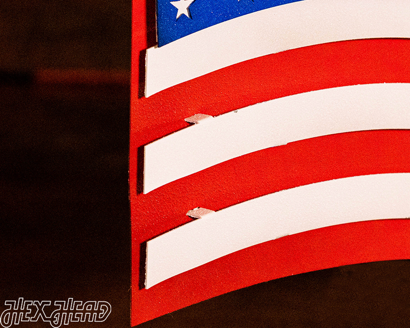 OLD GLORY! Waving American Flag 3D Vintage Metal Wall Art