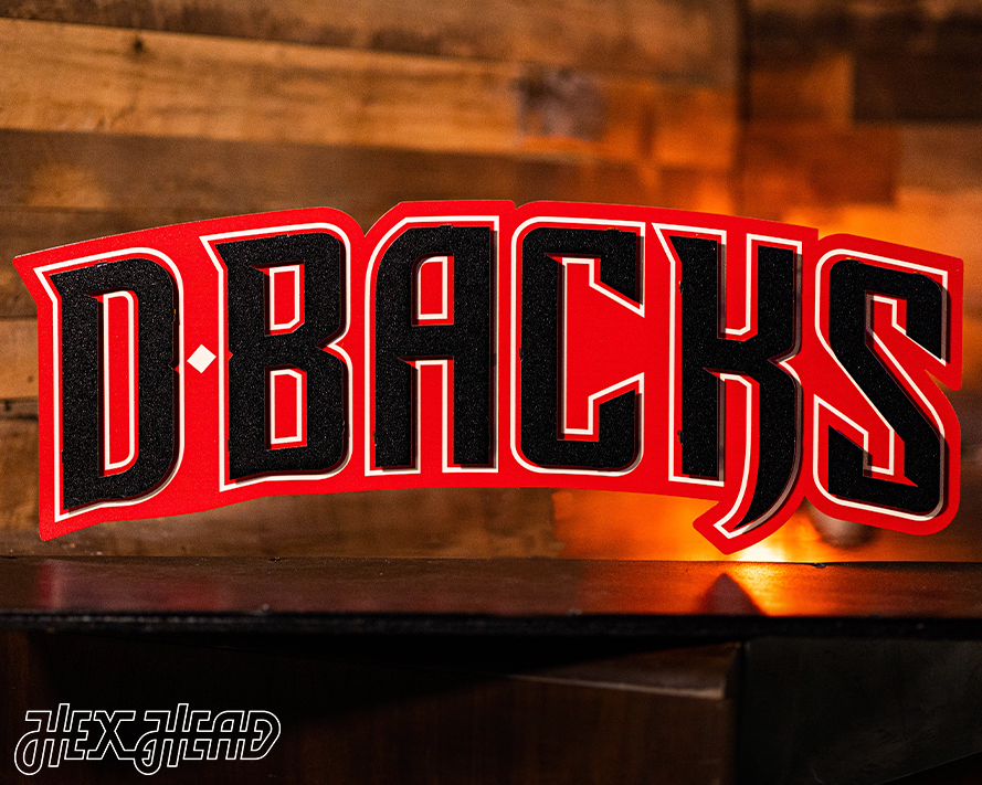 Arizona Diamondbacks Wordmark 2 Layer Metal Artwork – Hex Head Art
