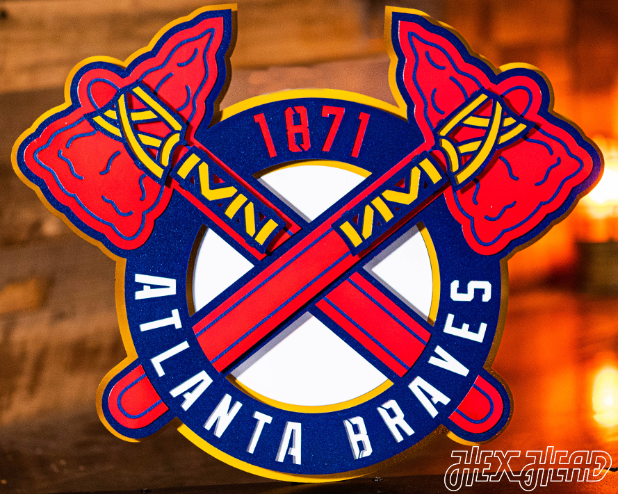 Atlanta Braves "1871" Cooperstown 3D layer Metal Art – Hex Head Art