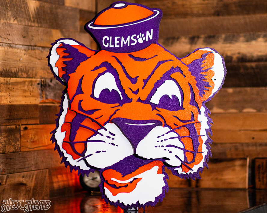 Clemson Retro Tiger from the VAULT, 3D Vintage Metal Wall Art – Hex ...