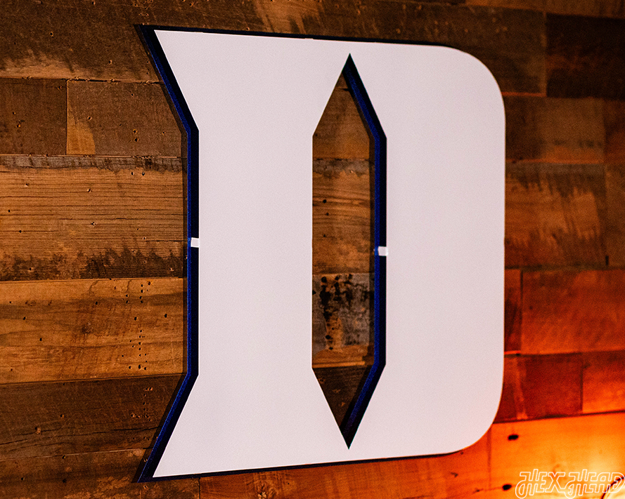 Duke Blue Devils "D" 3D Vintage Metal Wall Art – Hex Head Art