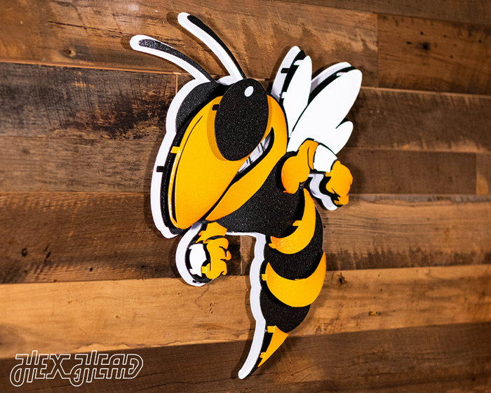 Georgia Tech "Buzz" Mascot 3D Metal Artwork – Hex Head Art