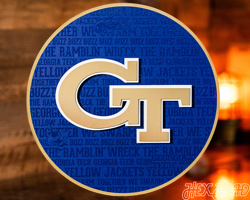 Georgia Tech Yellow Jackets Vintage Metal Wall Art – Hex Head Art