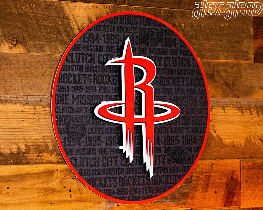 CRAFT SERIES -- Houston Rockets 3D Embossed Metal Wall Art – Hex Head Art