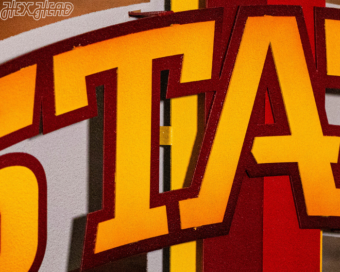 Iowa State Logo 3D Vintage Metal Artwork – Hex Head Art