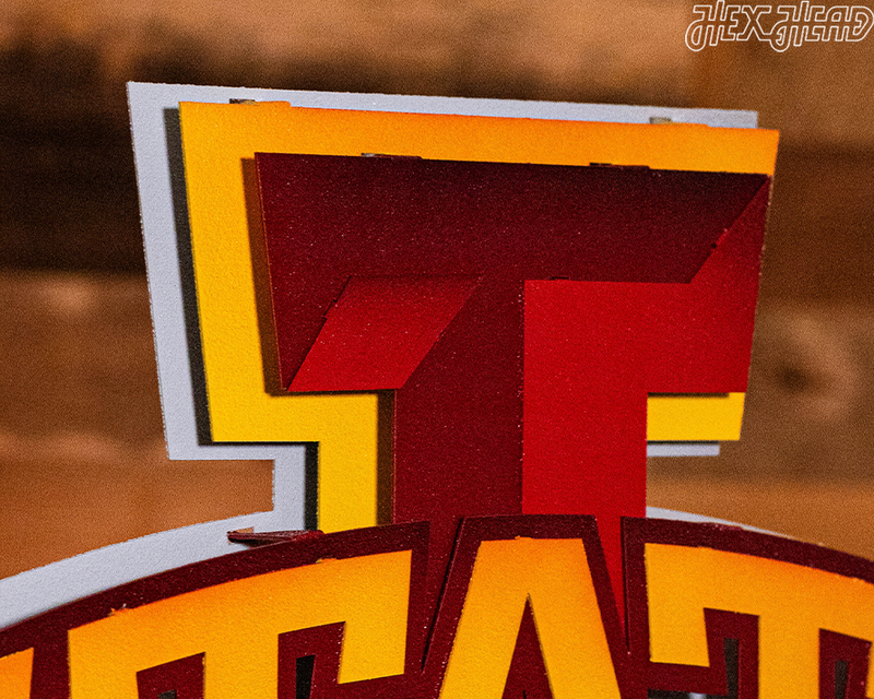 Iowa State Logo 3D Vintage Metal Artwork – Hex Head Art