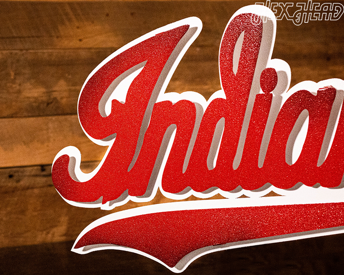 Indiana Hoosiers Classic Script 3D Vintage Metal Artwork– Hex Head Art