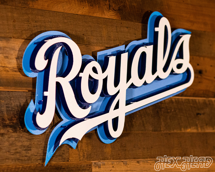 Kansas City Royals Script 3D Metal Artwork – Hex Head Art
