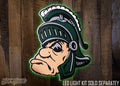 Michigan State " Gruff Sparty" 3D Vintage Metal Artwork - Hex Head Art