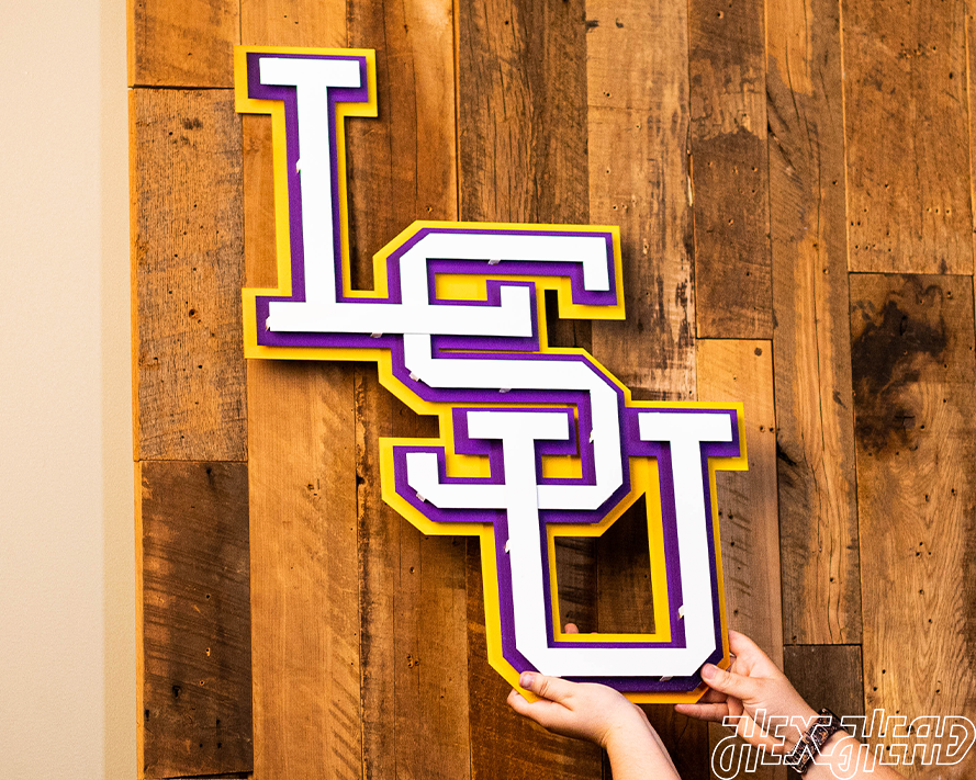 LSU Tigers Interlocking Baseball ART with FREE CHAMP ENGRAVING – Hex ...