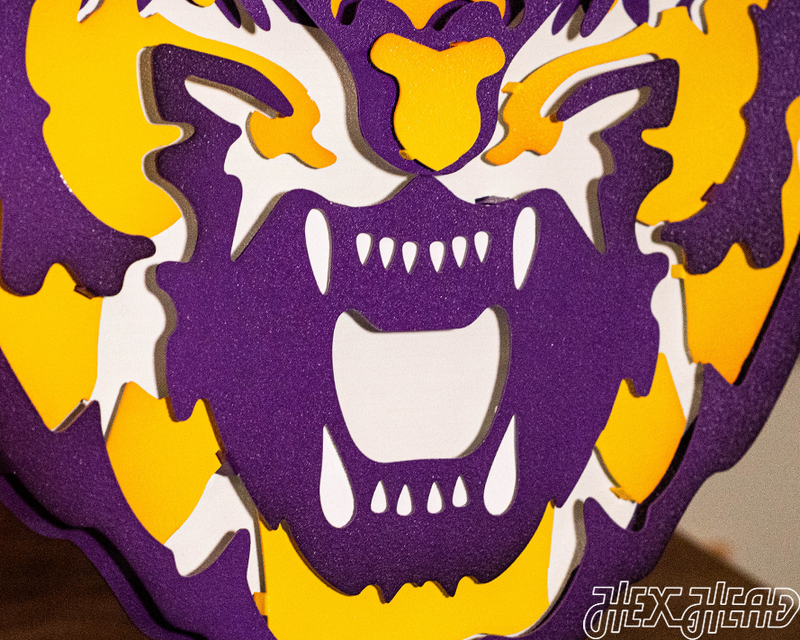 LSU Iconic Tiger Head 3D Metal Wall Art – Hex Head Art