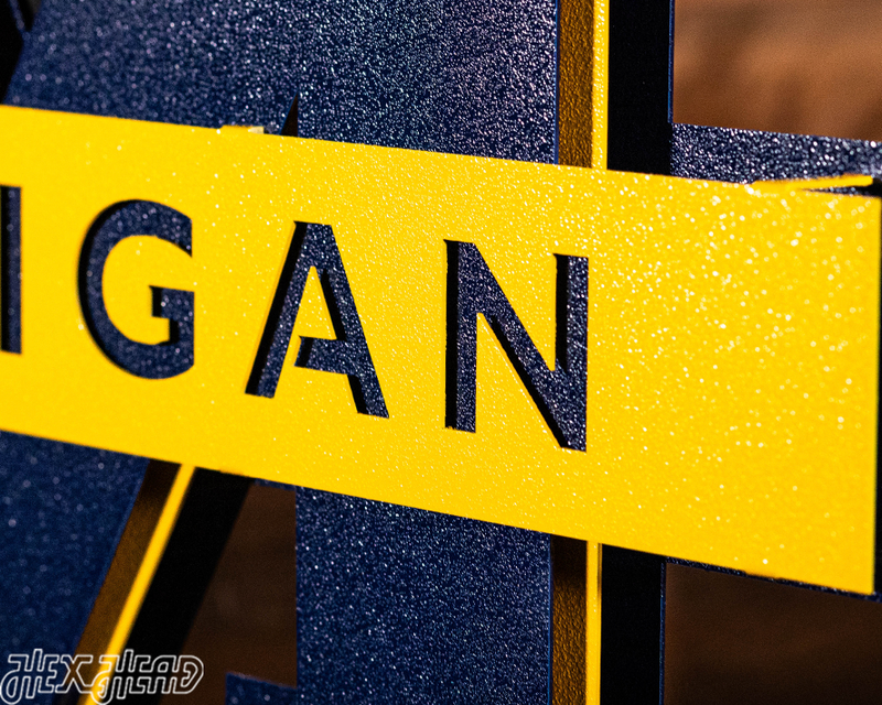 Michigan Wolverines "Block M With Michigan Wordmark" 3D Metal Wall Art