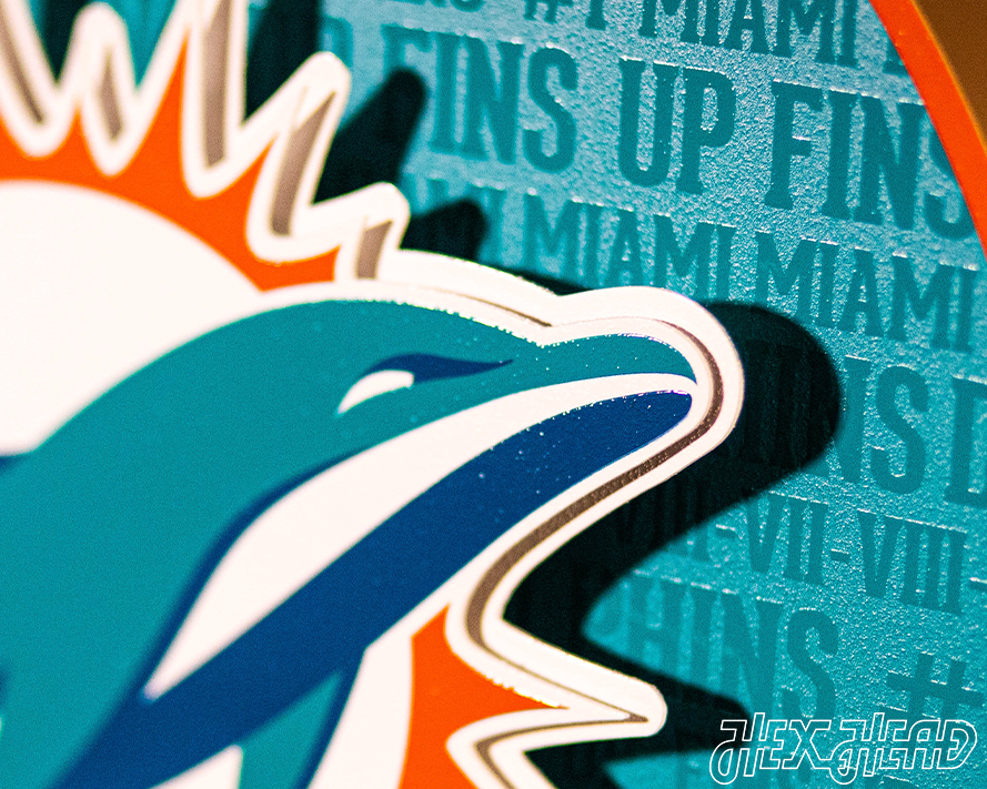 CRAFT SERIES- Miami Dolphins 3D Embossed Metal Wall Art – Hex Head Art
