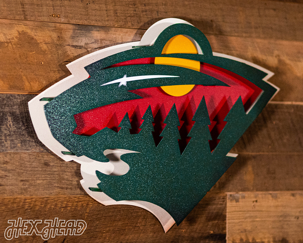 Minnesota Wild NHL 3D Vintage Metal Wall Art 25" x 16" – Hex Head Art