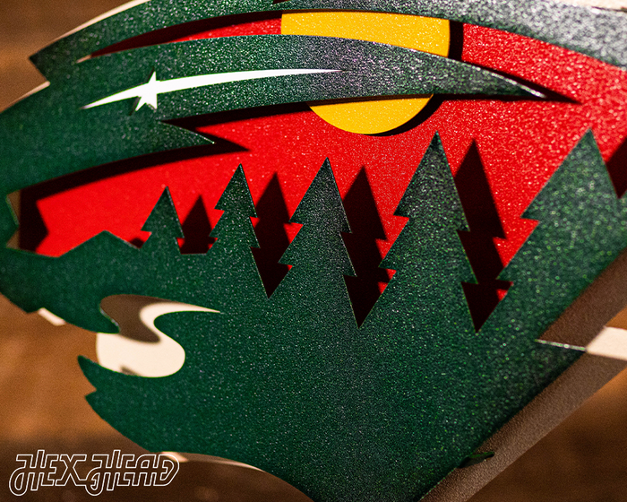 Minnesota Wild NHL 3D Vintage Metal Wall Art 25" x 16" – Hex Head Art