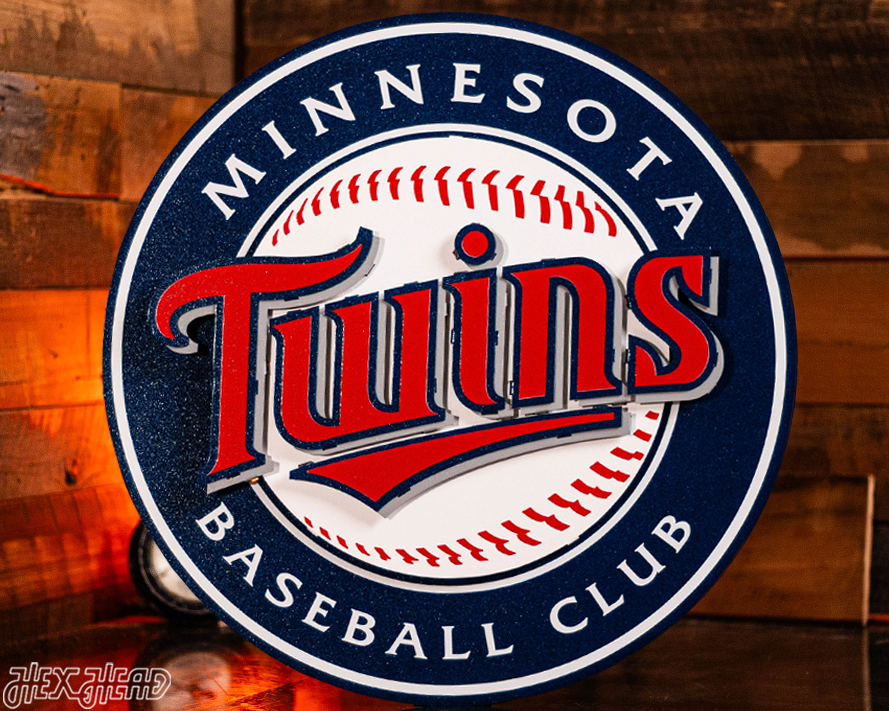 Minnesota Twins Crest 3D Metal Artwork – Hex Head Art