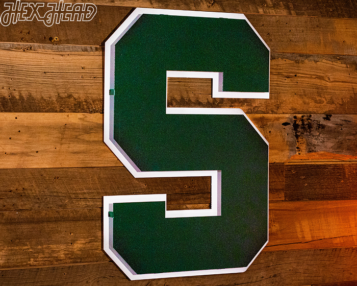 Michigan State "S" 3D Vintage Metal Artwork - Hex Head Art