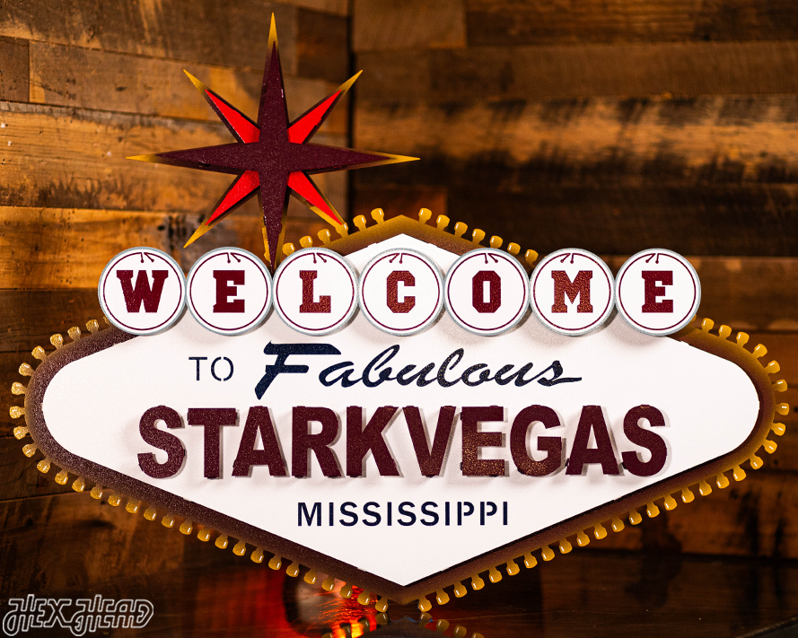 Welcome to STARKVEGAS, Mississippi State 3D Vintage Art 28" x 21" – Hex ...