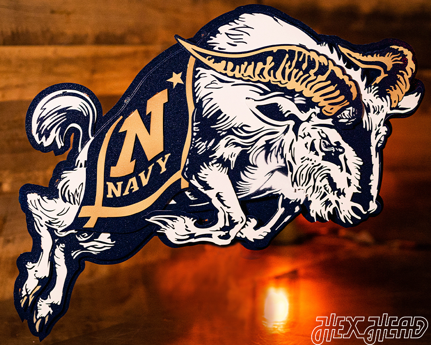 US Naval Academy "Jumping Goat" 3D Vintage Metal Wall Art – Hex Head Art