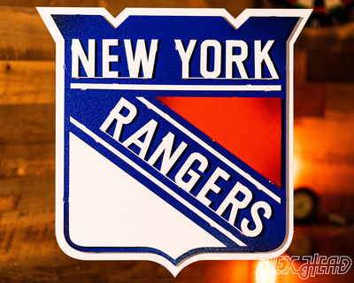 New York Rangers NHL 3D Vintage Metal Wall Art 22" X 21.5" – Hex Head Art