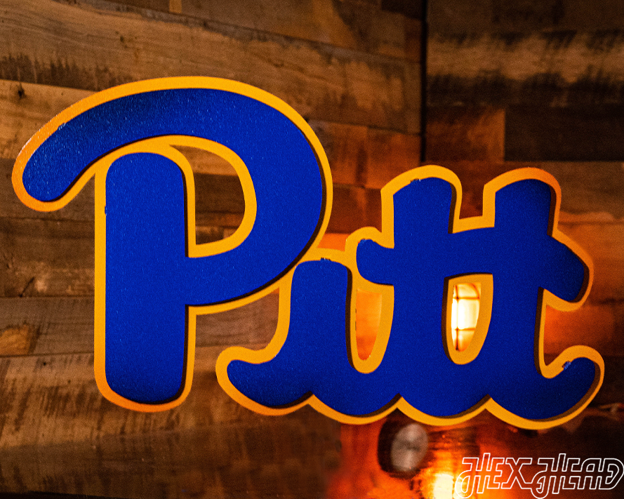 University of Pittsburgh "Pitt" Script 3D Metal Art – Hex Head Art
