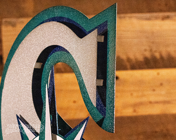 Seattle Mariners Retro "S" 3D Vintage Metal Wall Art - Hex Head Art