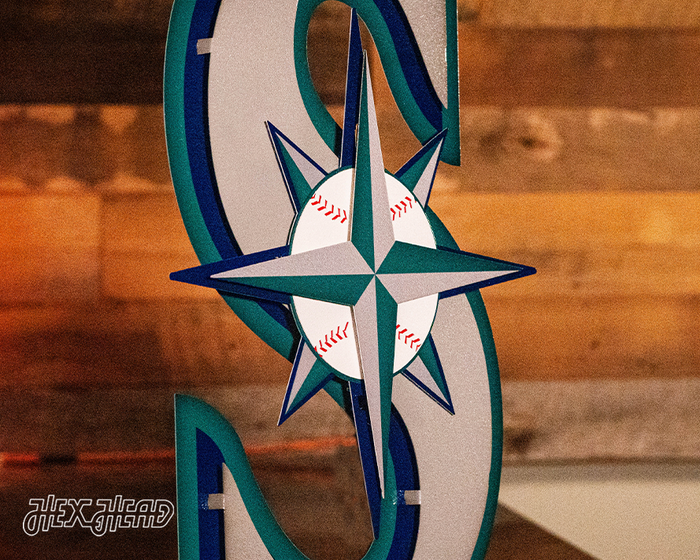 Seattle Mariners Retro "S" 3D Vintage Metal Wall Art - Hex Head Art