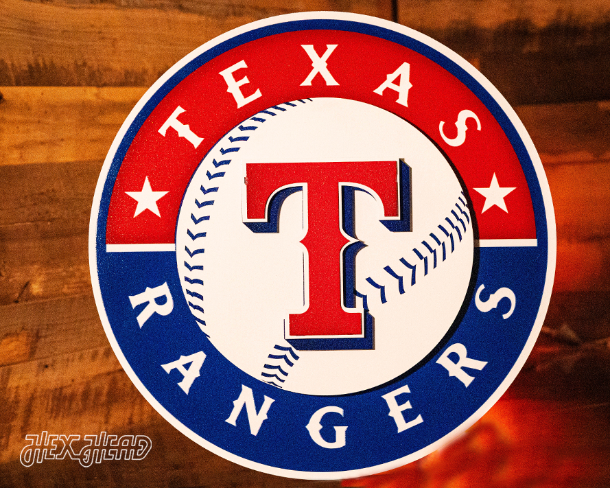 Texas Rangers Crest 3D Metal Artwork – Hex Head Art