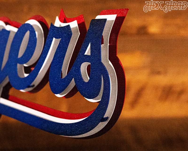 Texas Rangers 3 Layer "Rangers" Script 3D Metal Wall Art
