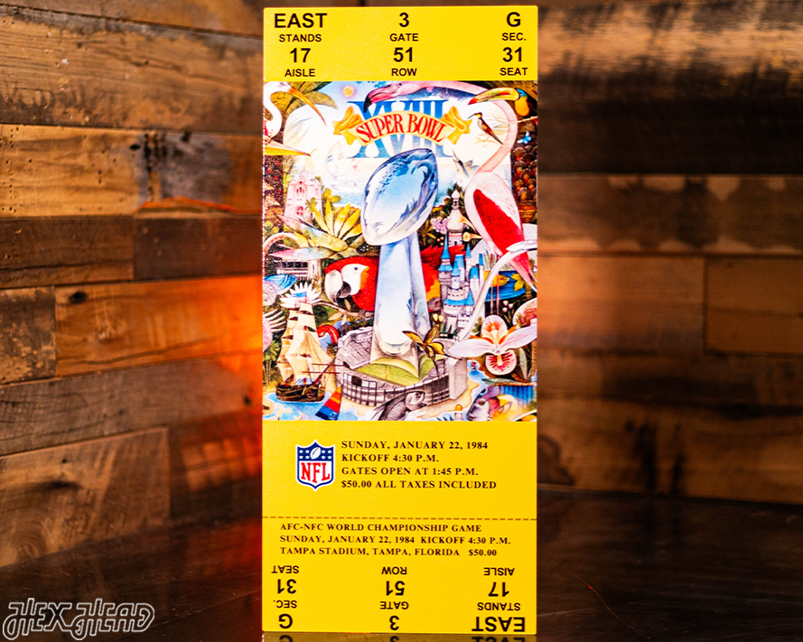 Las Vegas Raiders Super Bowl XVIII Ticket Stub Single Layer Metal Wall