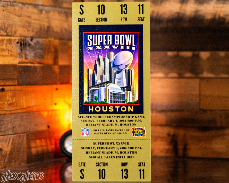 New England Patriots Super Bowl XXXVIII Ticket Stub Single Layer Metal