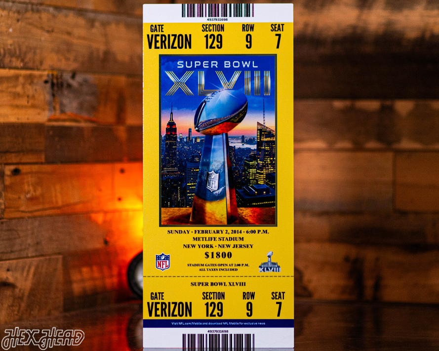 Seattle Seahawks Super Bowl XLVIII Ticket Stub Single Layer Metal Wall