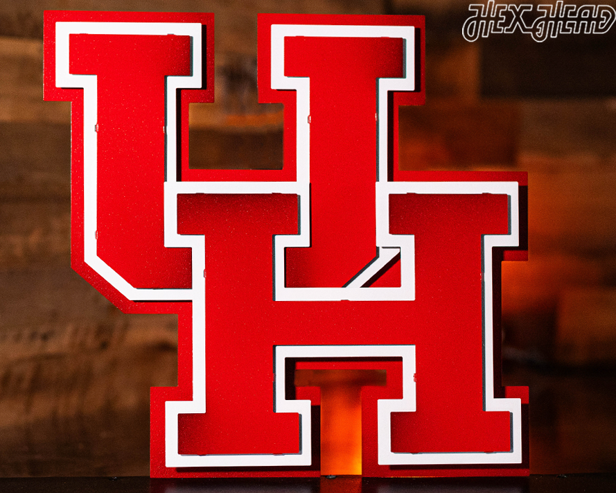 University of Houston interlocking "UH" 3D Metal Wall Art – Hex Head Art