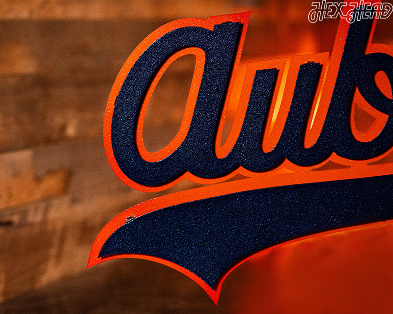 Auburn Tigers Cursive Script VAULT 3D Metal Wall Art 26" x 14" – Hex ...
