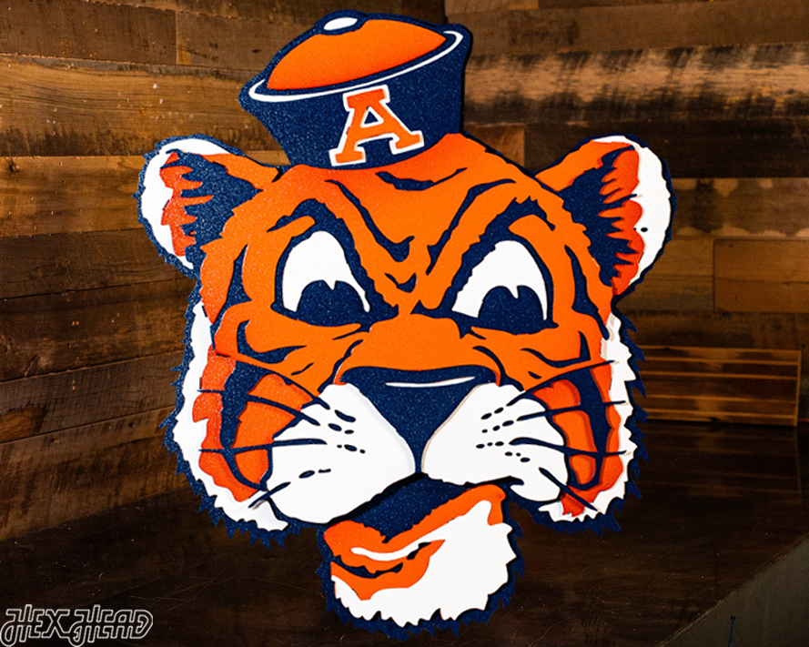 Auburn Tigers "Aubie" VAULT 3D Vintage Metal Wall Art - Hex Head Art