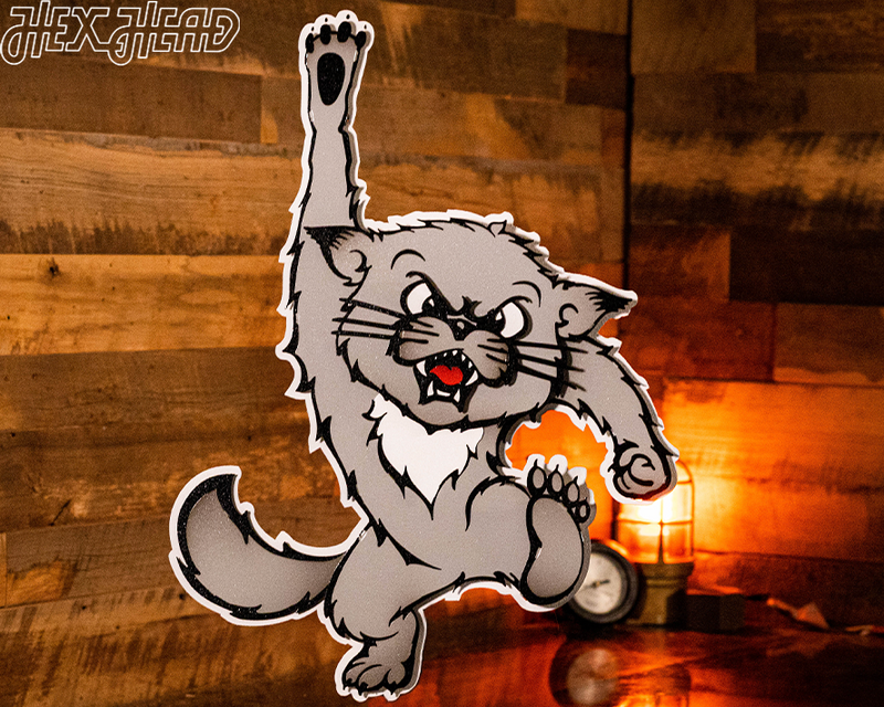 Cincinnati "VINTAGE BEARCAT" 3D Black Vintage Metal Wall Art - Hex Head Art