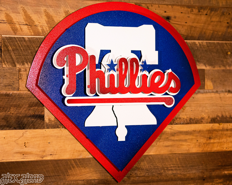 Philadelphia Phillies Crest 3D Metal Artwork – Hex Head Art