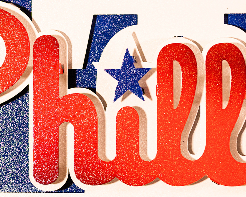 Philadelphia Phillies Crest 3D Metal Artwork – Hex Head Art