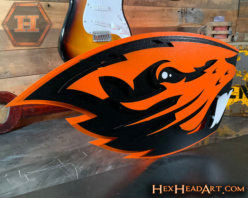 Oregon State University Beaver 3D Metal Artwork 28" x 15 1/2" – Hex ...