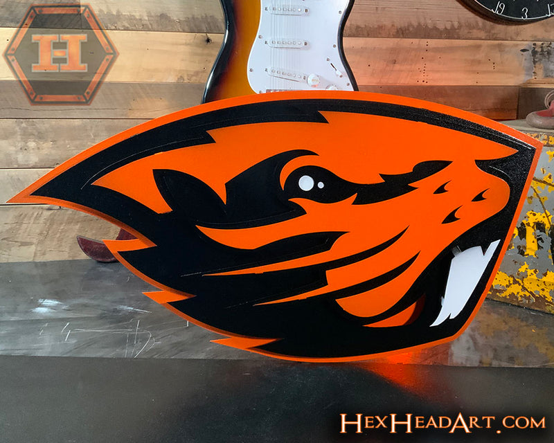 Oregon State University Beaver 3D Metal Artwork 28" x 15 1/2" – Hex ...