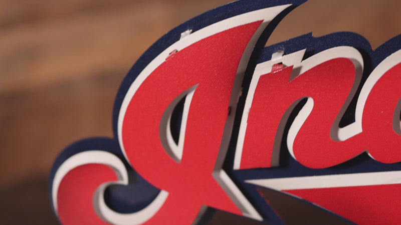 Cleveland Indians Script Logo 3D Metal Artwork – Hex Head Art