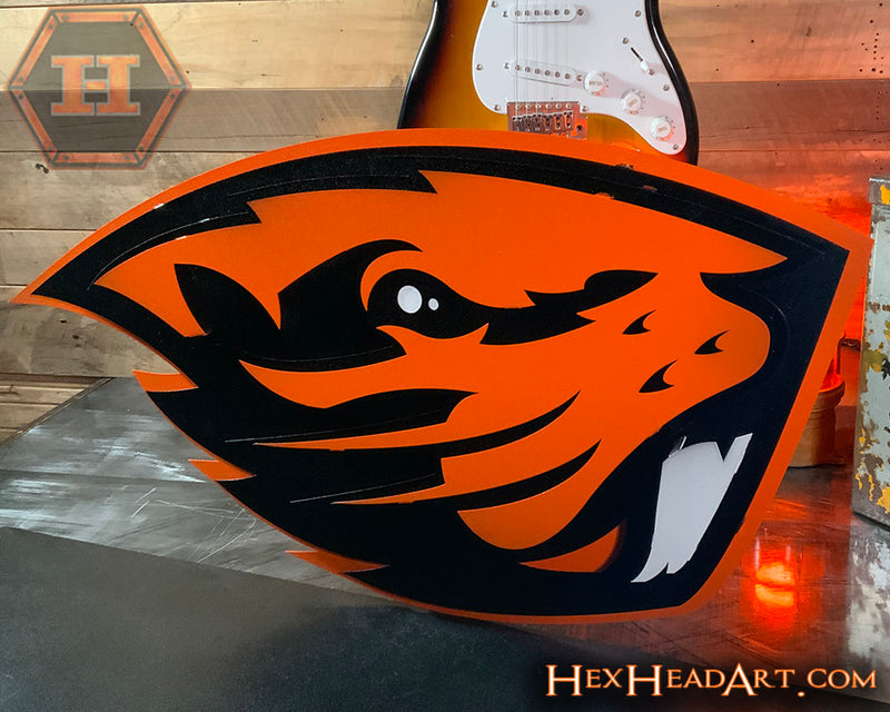 Oregon State University Beaver 3D Metal Artwork 28" x 15 1/2" – Hex ...