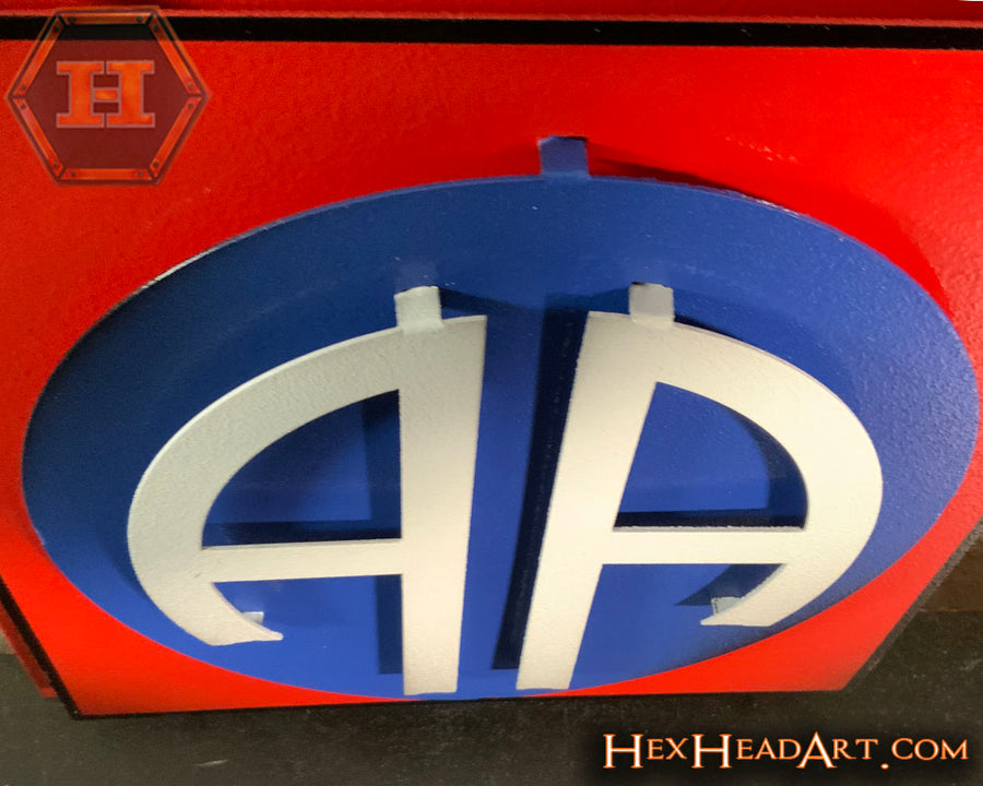 US Army 82nd Airborne "AA" Patch 3D Metal Wall Art - Hex Head Art