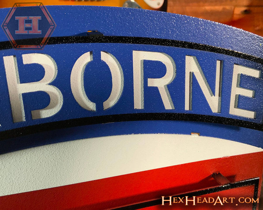 US Army 82nd Airborne "AA" Patch 3D Metal Wall Art - Hex Head Art