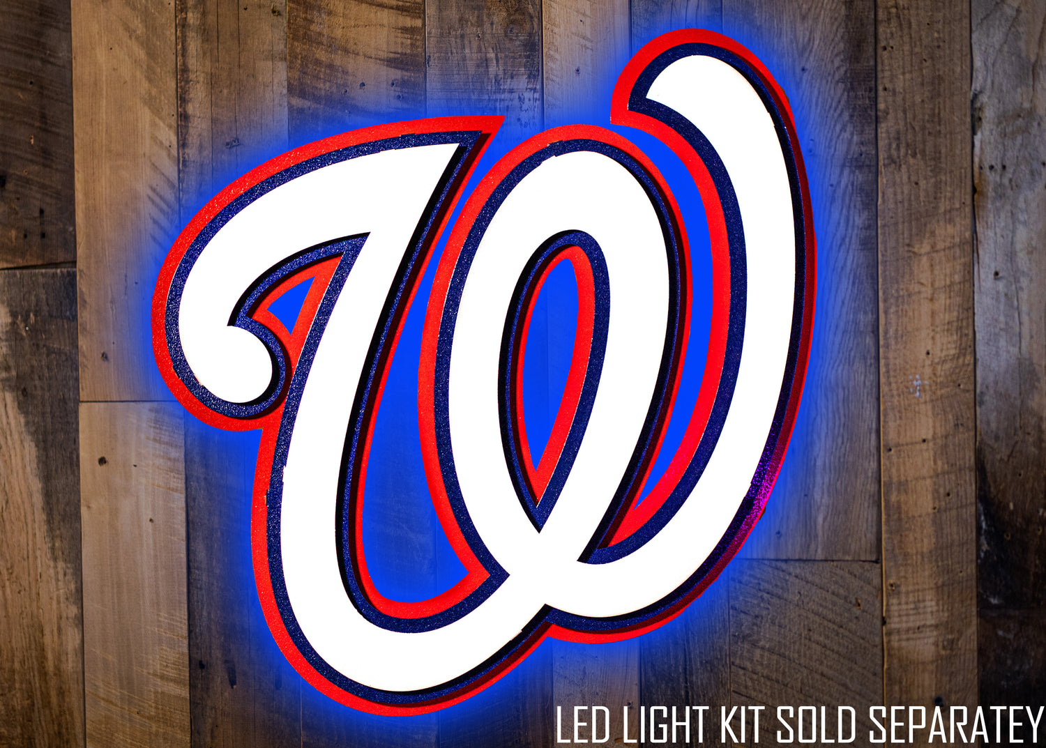 Washington Nationals 3 Layer W 3D Metal Artwork – Hex Head Art