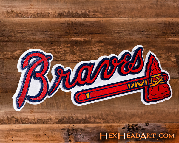 Atlanta Braves Tomahawk 3D Metal Artwork – Hex Head Art