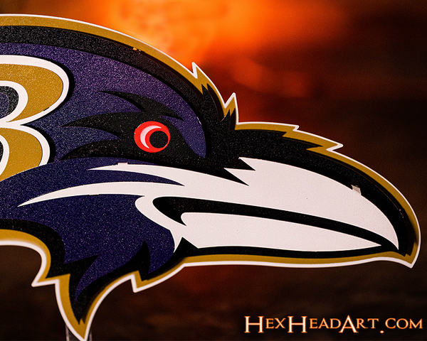 Baltimore Ravens "Raven Mascot" 3D Vintage Metal Wall Art – Hex Head Art