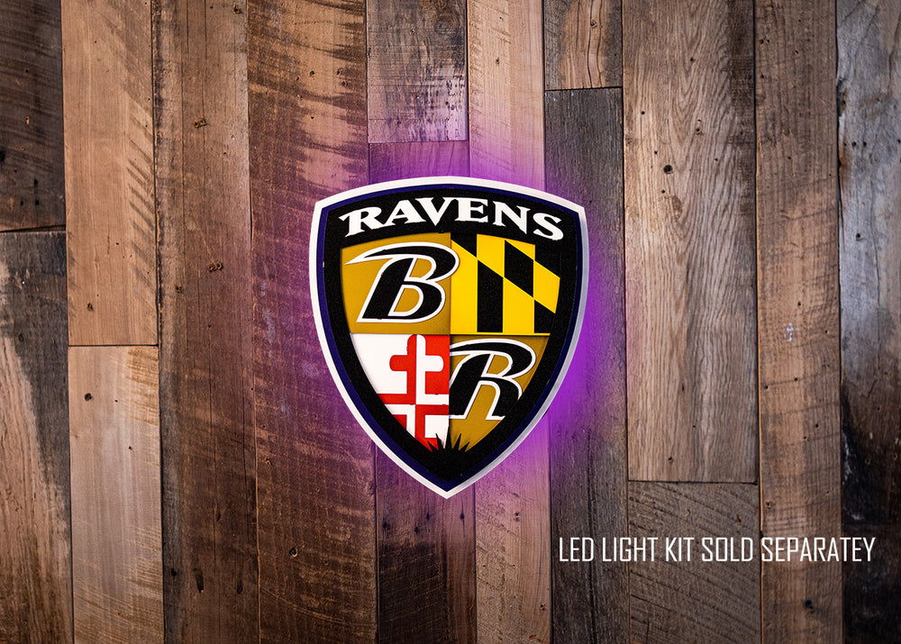 Baltimore Ravens "Shield" 3D Vintage Metal Wall Art – Hex Head Art